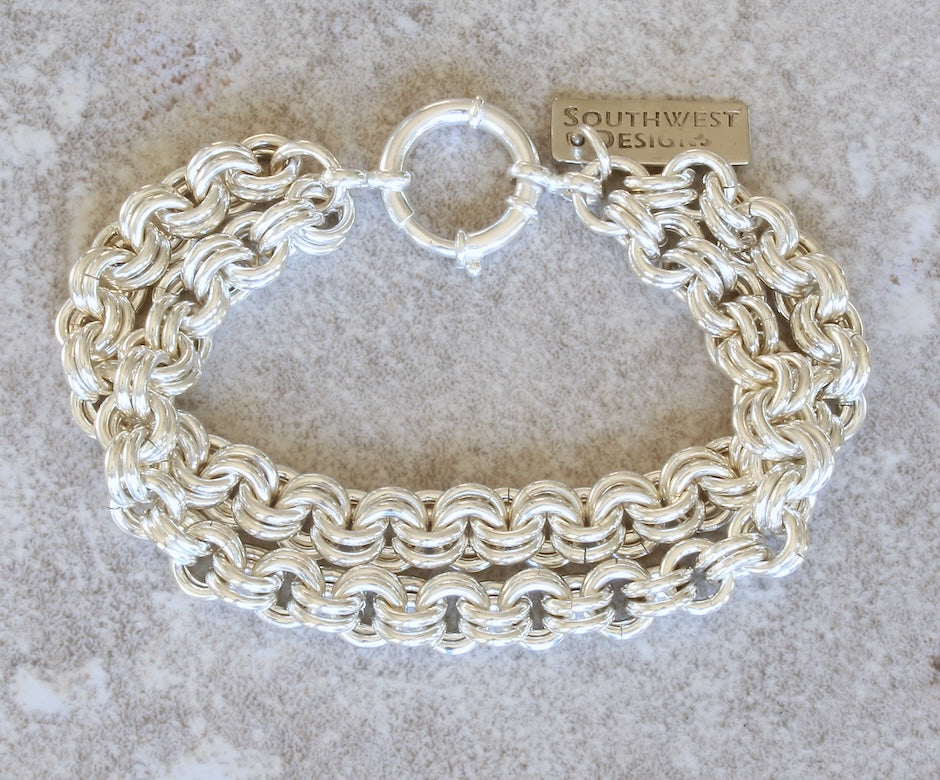 8.2mm Two-Strand Sterling Silver Two-By-Two Link Bracelet | Southwest ...